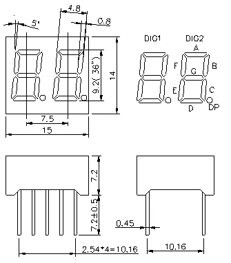 Finest Quality 2 Digit Fnd 7 Segment Led Display 0.36 Inch Common Anode ...