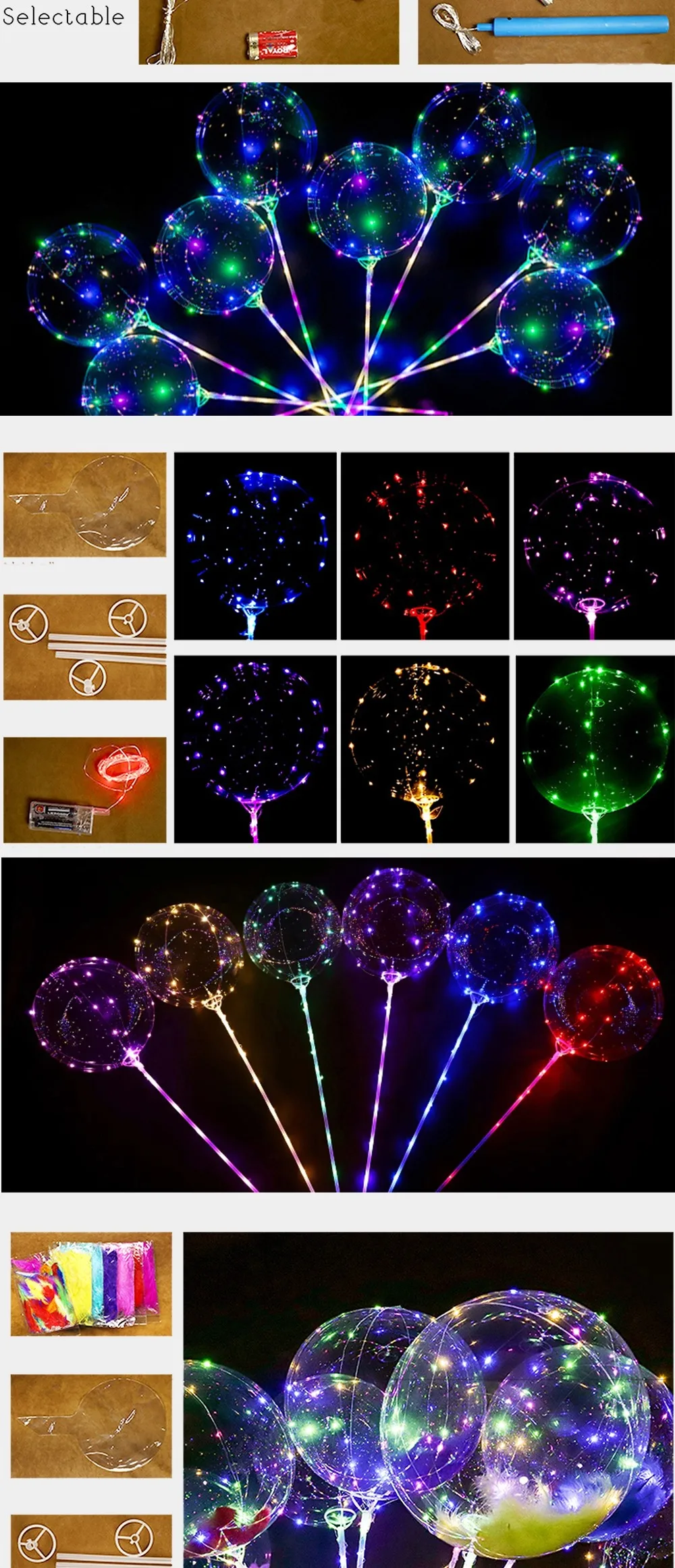 Transparent Glow In The Dark Luftballon Led Bobo Balloons Clear Pvc Led ...