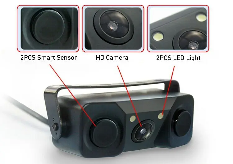 3 In1 Universal Auto CMOS Reversing Camera with Sensors