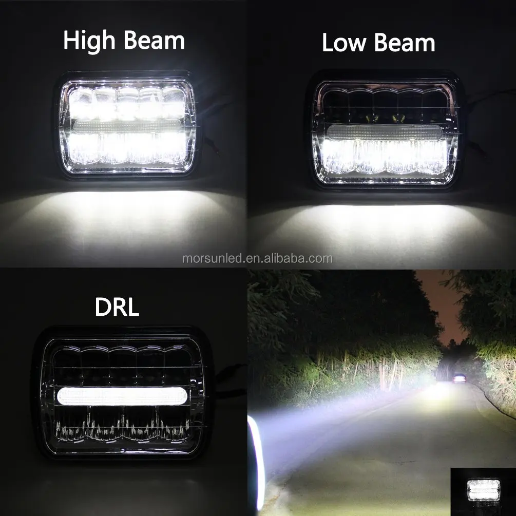 5x7 Inch LED Headlights for Jeep Wrangler YJ & Cherokee XJ