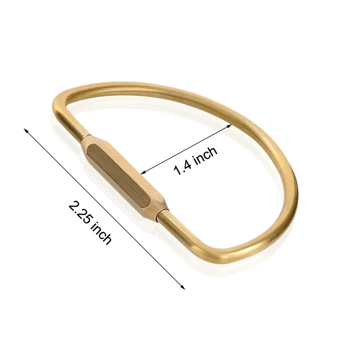 Letter D Shape Gold Durable Brass Screw Lock Clip Key Chain Holder Ring ...