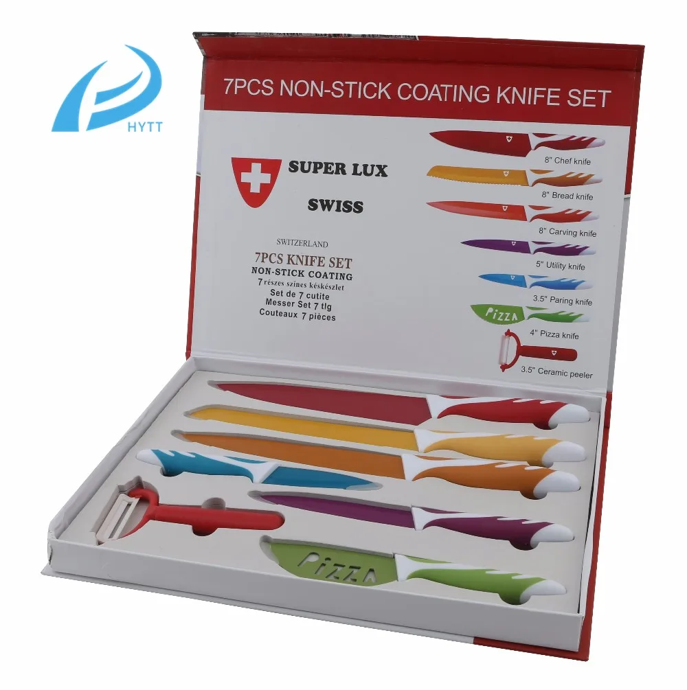 7pcs Royalty Line Colorful Non-stick Coating Knife Set Swiss Knife Set ...