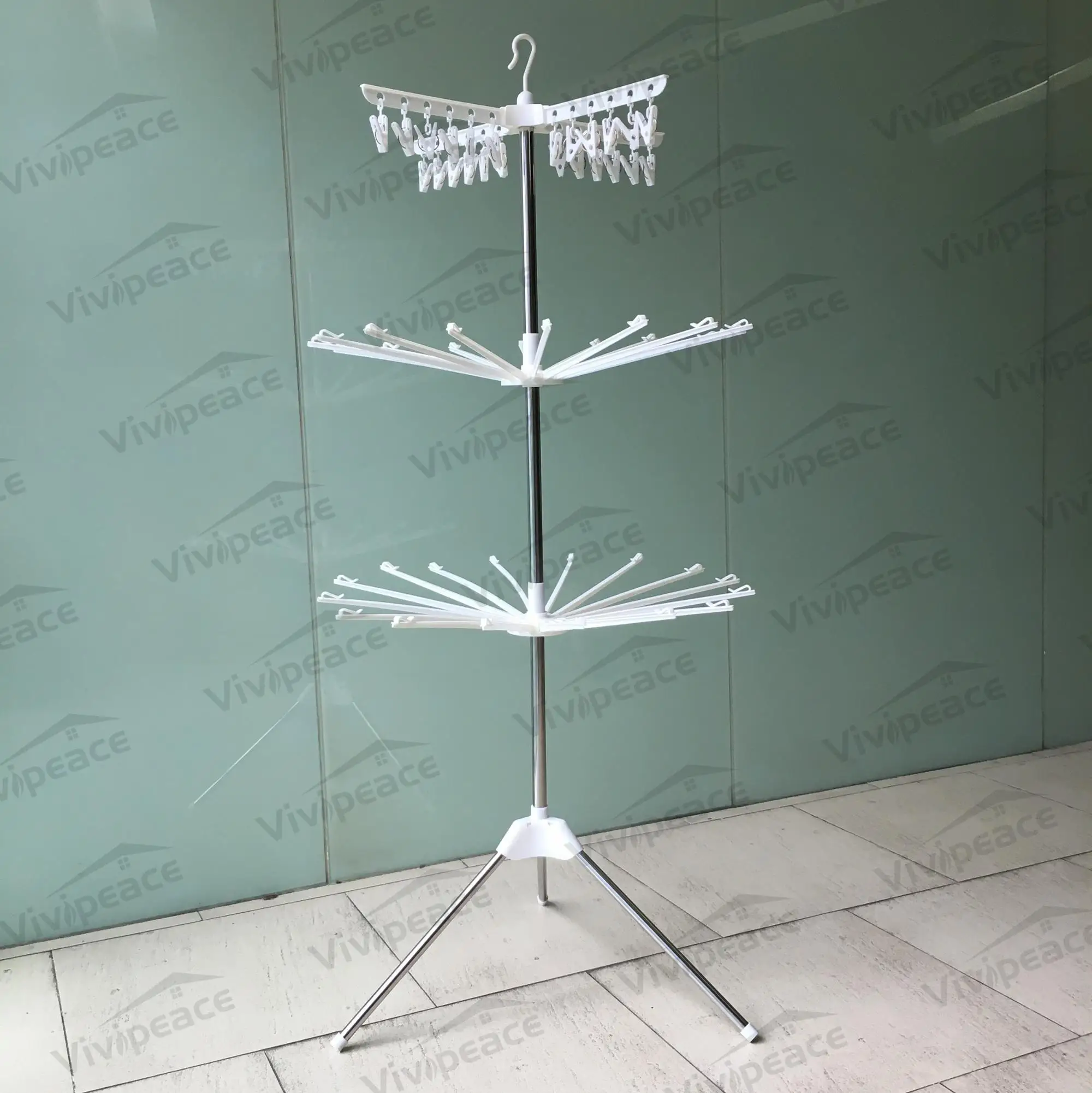 3 Tier Umbrella Clothes Drying Rack - Adjustable & Eco-friendly