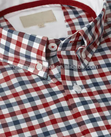 Men's Fancy Button Down Collar Business Casual Plaid Shirt Red Blue ...