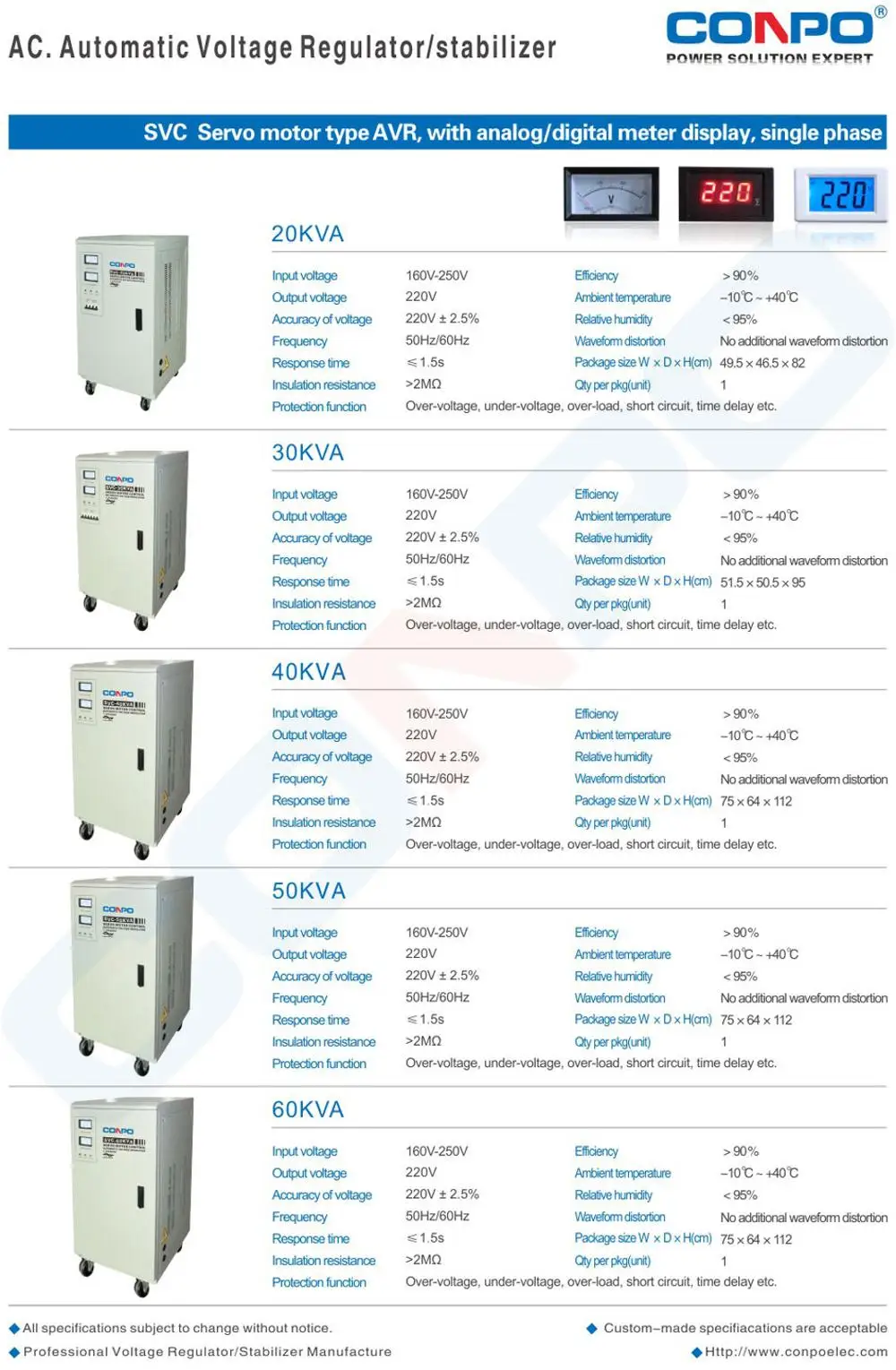 SVC-2000VA Servomotor High Precision AC Automatic Voltage Stabilizer ...