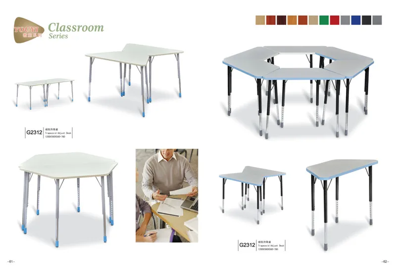 Customized Splicing Hexagonal Desk With Mdf Desktop Education School ...