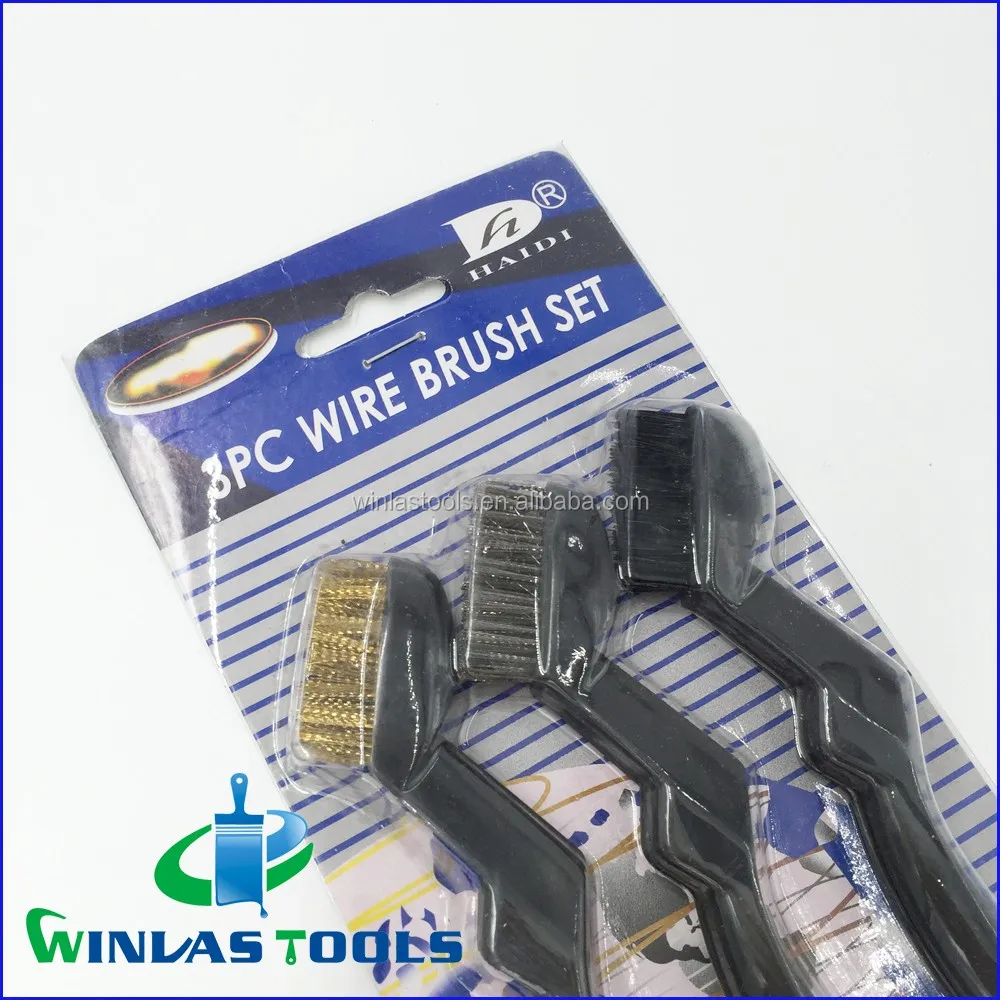 WINLASTOOLS 3 Pc Mini Wire Brush Set - Stainless Steel, Brass, Nylon