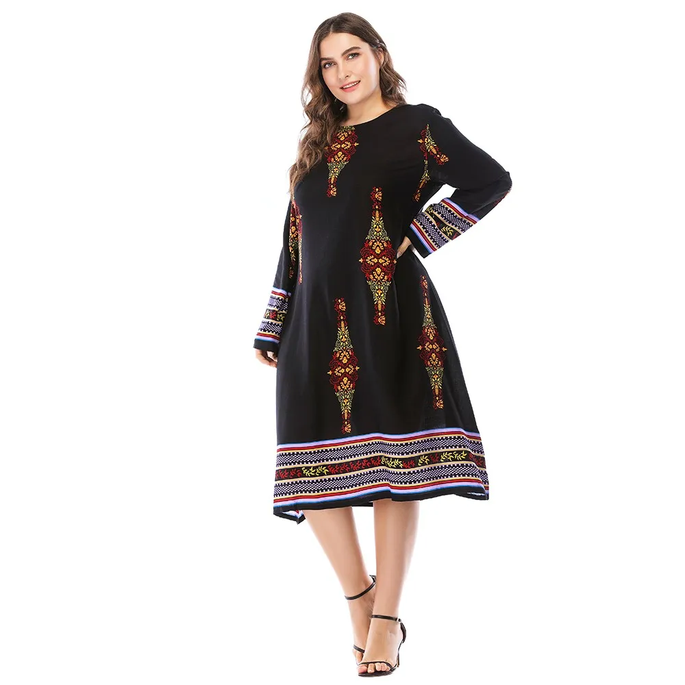 2082# 2018 Turkey Long Sleeve Ethnic Printed Clothing Fabric Dress ...