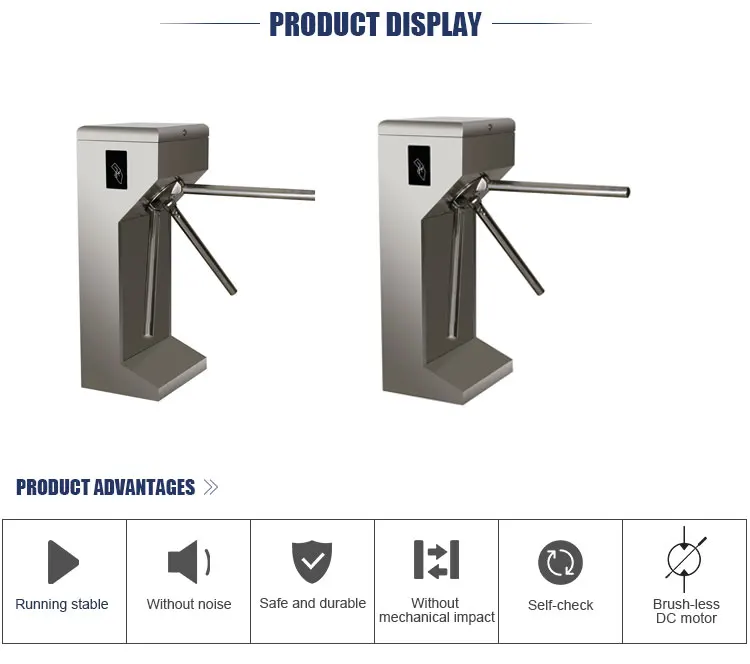 DC Brushless Motor Portable Pedestrian Mechanical Tripod Turnstile Gate ...