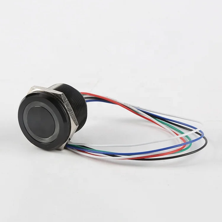 China 22mm Black Push Button Rgb Tri-color Led Metal Waterproof Small ...