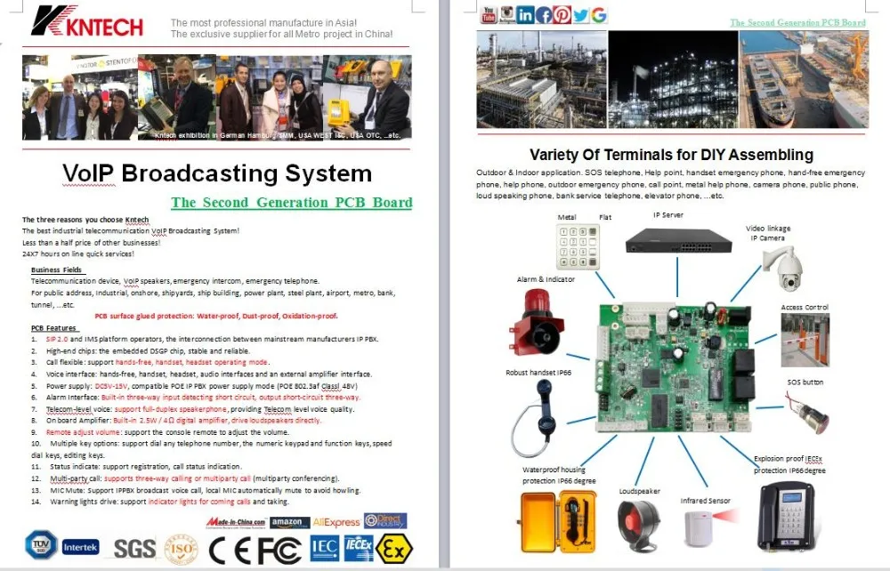 KNTECH Sip Voip Pcb Board - Reliable Emergency Phone Solution