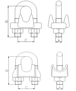U Bolt Type Electric Cable Connector Clamp Stainless Steel Wire Rope U ...