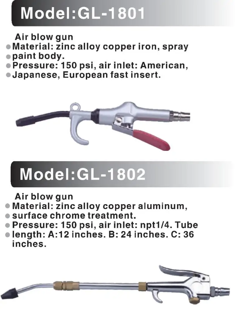 Air Blow Gun Pistol Trigger Cleaner Compressor Dust Blower 8inch Nozzle ...