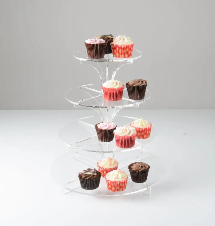 Acrylic Display - 4 Tier Clear Acrylic Round Pyramid Cupcake Stand