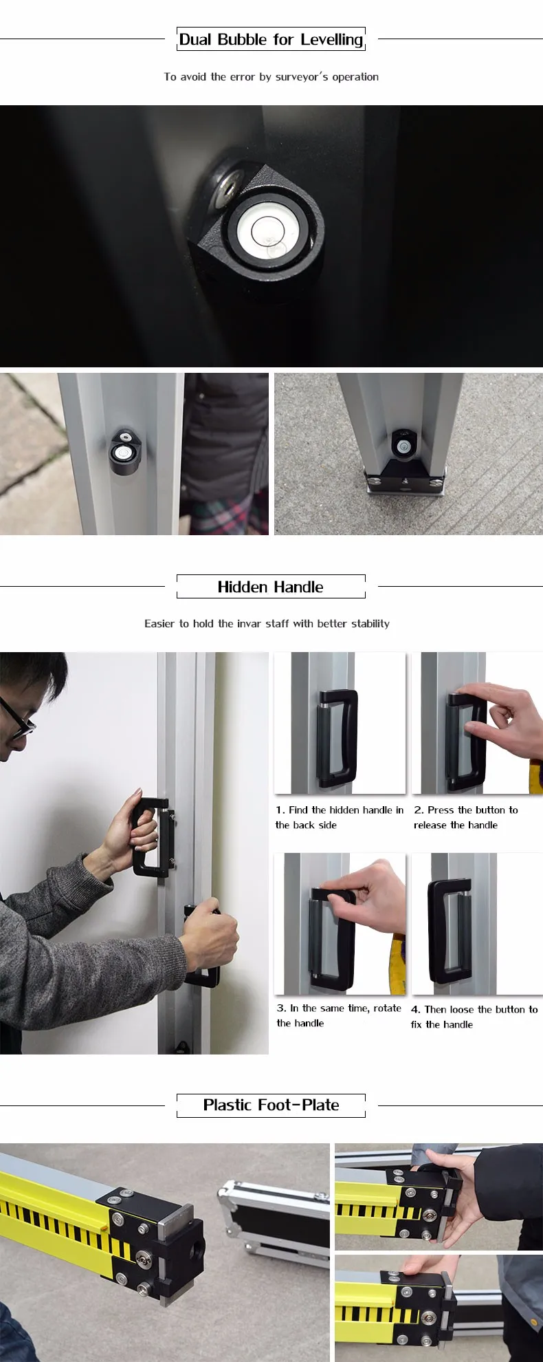 2m Invar Staff Si-2m Barcode Levelling Staff For Digital Level - Buy ...