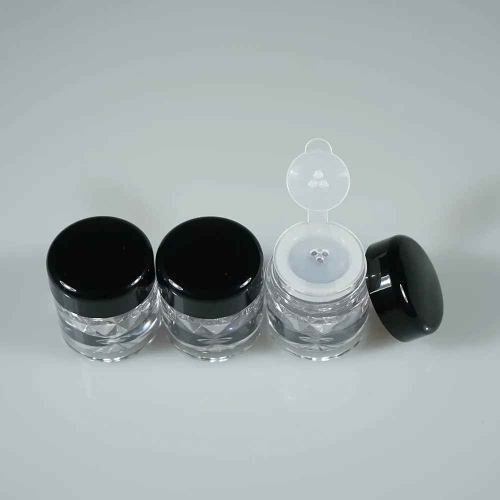 Diamond Shape 3g Black Loose Powder Jar With Sifter,Mini Cosmetic Jar ...