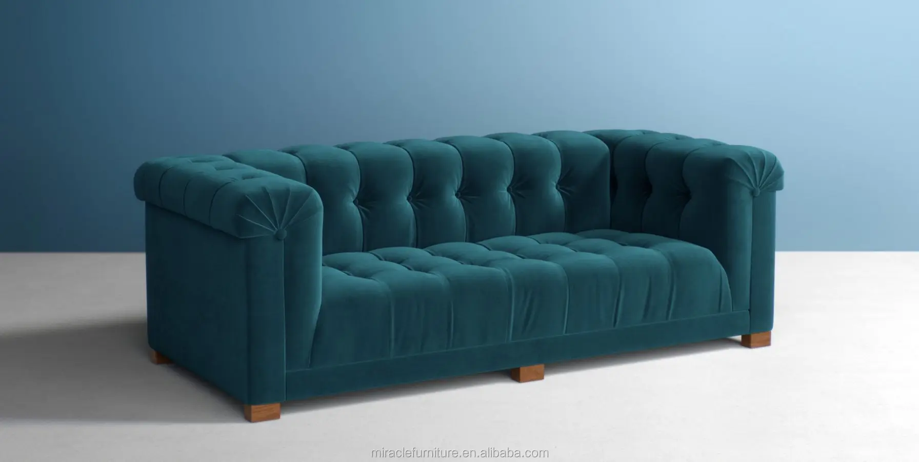 Modern Velvet Fabric Tufted Buttons Pleats Sofa Stainless Steel Couch ...