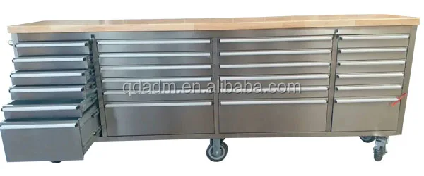 Stainless Steel 96" Tool Chest 24 Drawer Work Bench - Buy Stainless ...