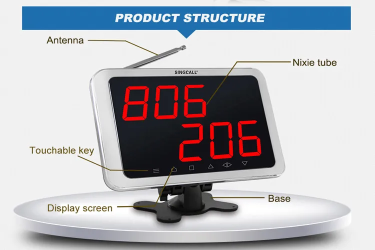 Singcall Wireless Calling Paging System,Queue Number Display Ape1200 ...