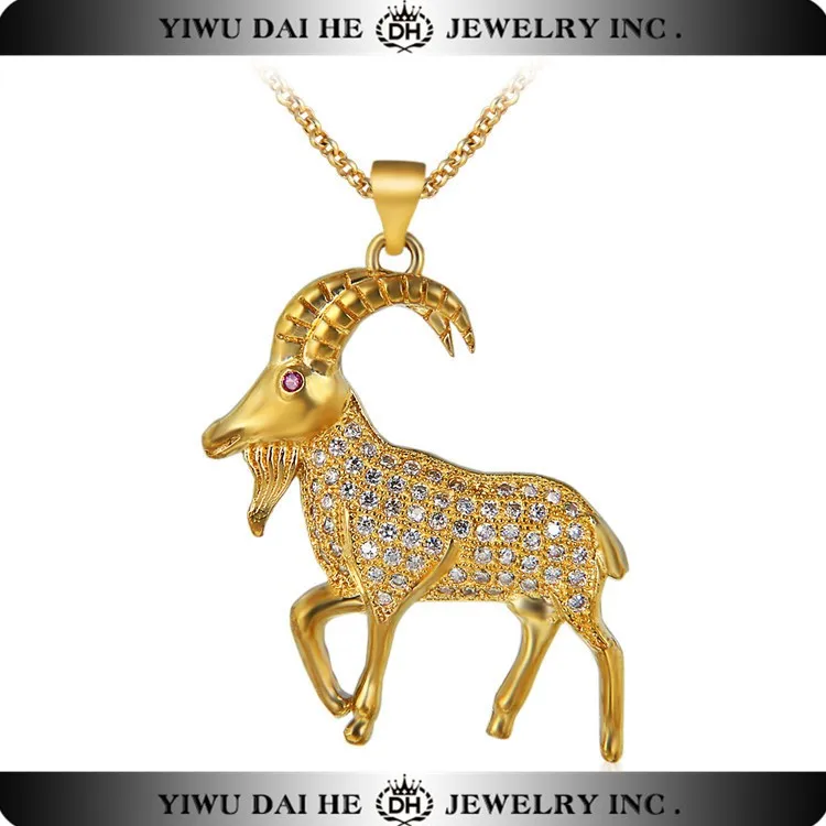 Fashion Goat Shape Rhinestone Long Chunky Chain Necklace Jewelry - Buy ...
