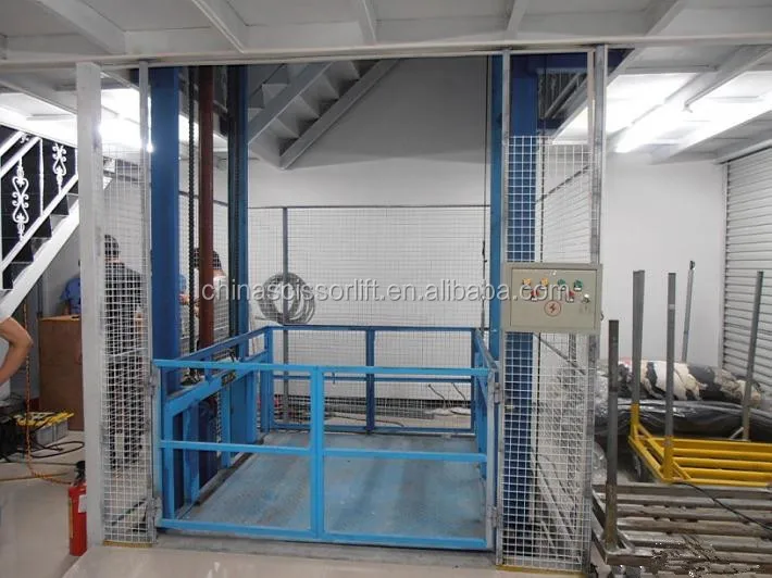 1t Hydraulic Guide Rail Lift Vertical Cargo Conveyor Freight Elevator ...
