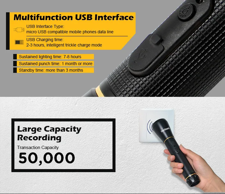 Waterproof Security LED Torch RFID Patrol Guard Tour System