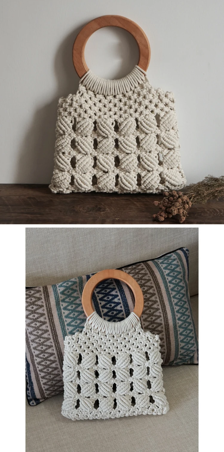 Customized Design 100% Natural Cotton Macrame Handmade Bag - Buy ...