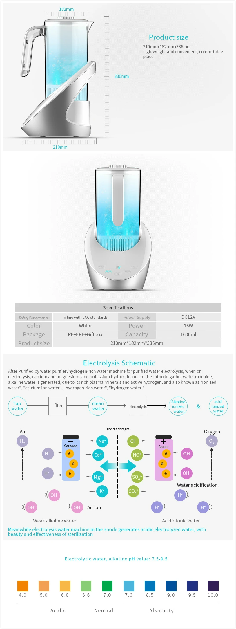 Generador de agua de hidrógeno activo ZENFLY Corea, nueva jarra de agua ...