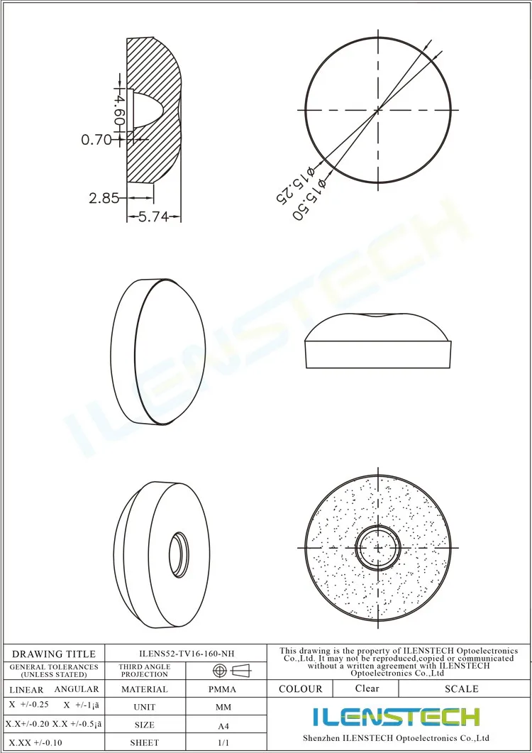 Aspheric 160 Degree Secondary Optical Lens Smd 3030 Backlight Led Tv ...