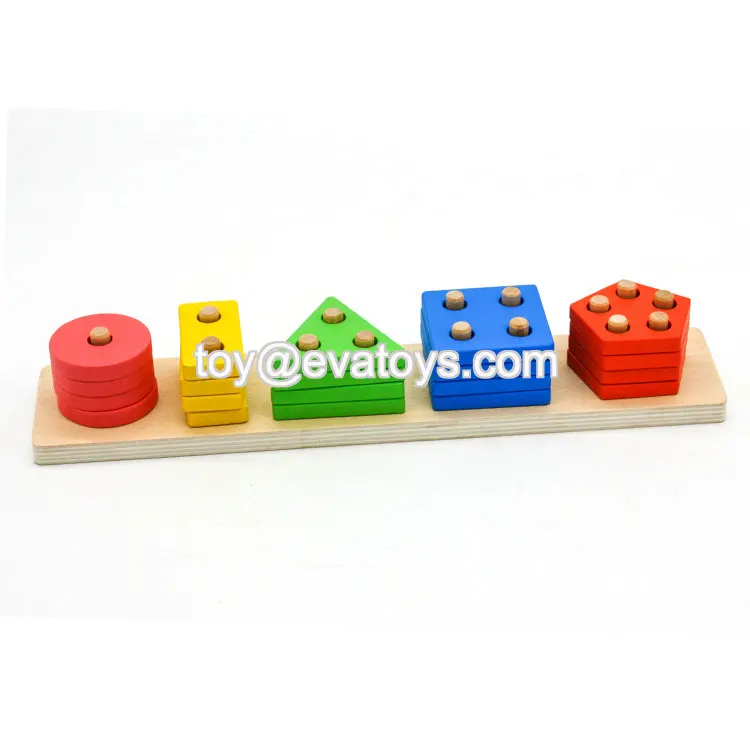 Colorful Geometry Stacking Wooden Shape Blocks For Children Education ...