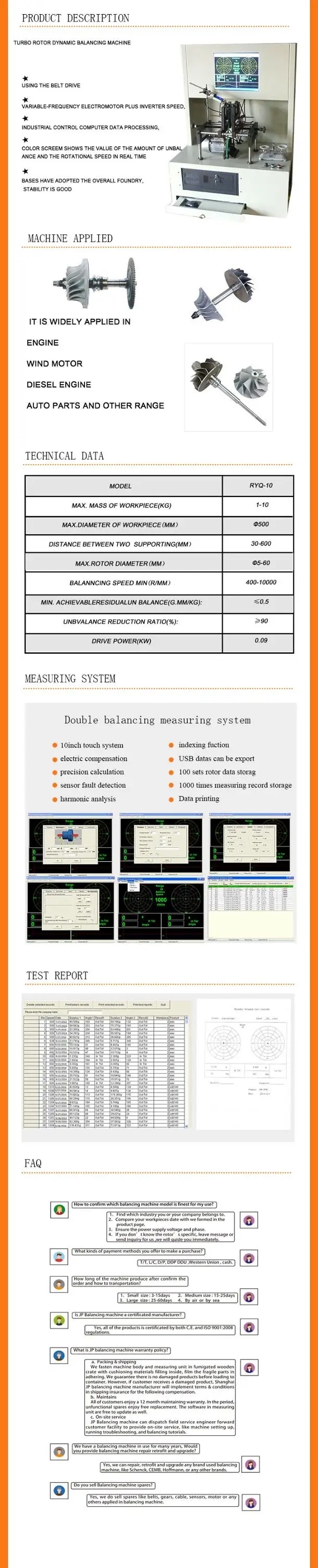 Taian Mingyuan RYQ-3A Turbocharger Shaft Dynamic Balancing Machine for ...