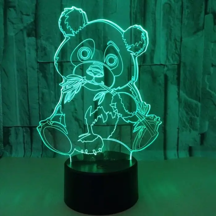 3d Lamp Panda Led Night Light Panda Bamboo Lamp Leaf Touch 7 Color ...