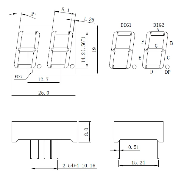 0.56 Inch Common Anode Fnd Led Display Orange Dual Digit 7 Segment for ...