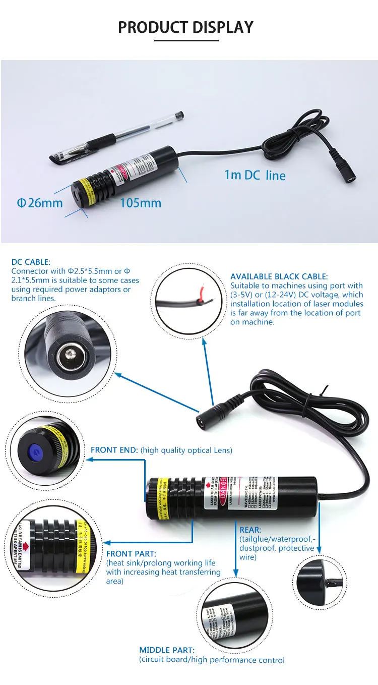 Focusable Wood Cutting Laser Module Green Line Laser For Woodworking ...