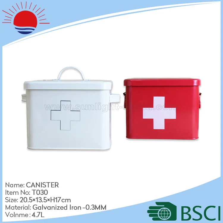 Vintage Metal First Aid Tin Box With Dividers 4 Compartments And Upper ...