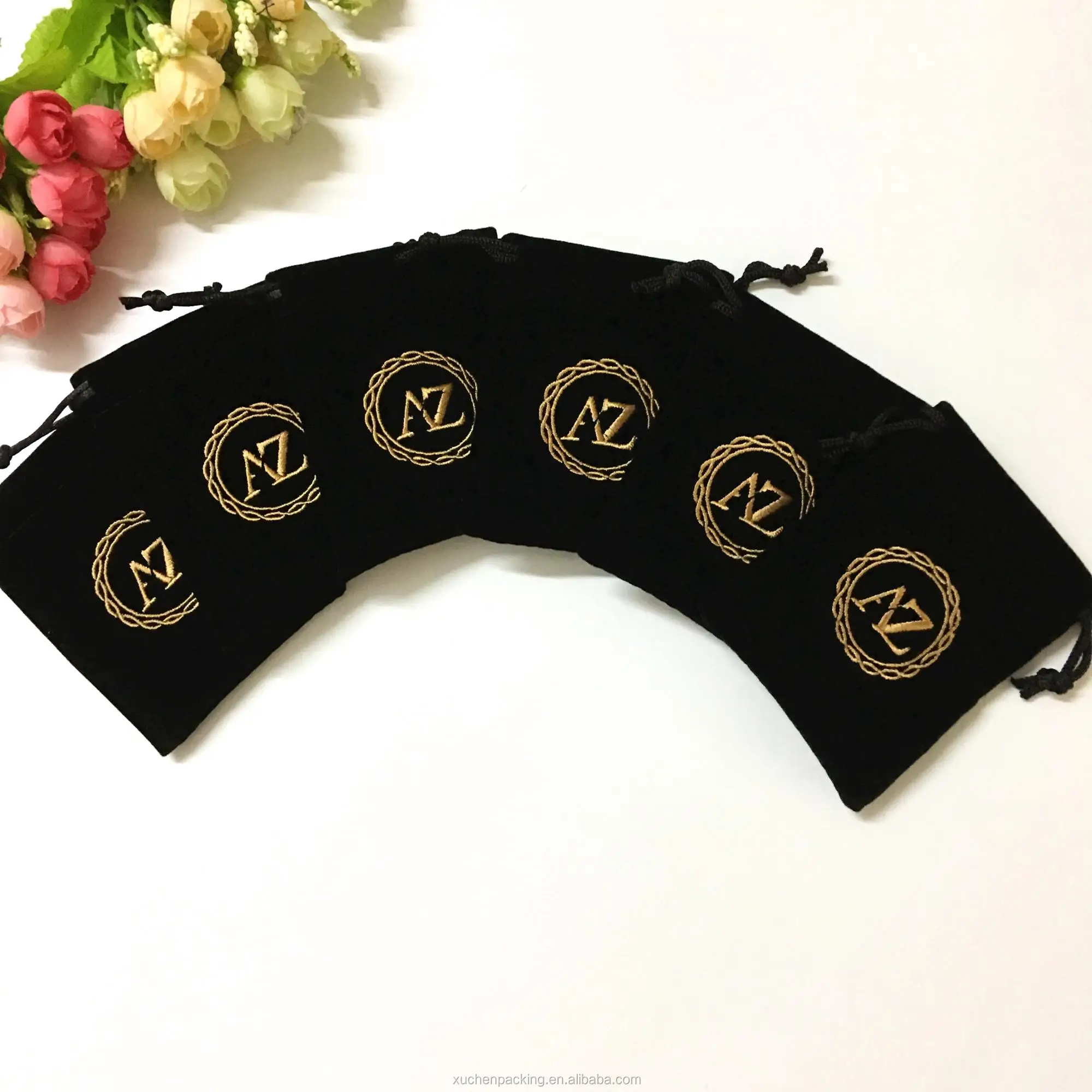 Recyclable Embroidered Velvet Pouches for Jewelry & More