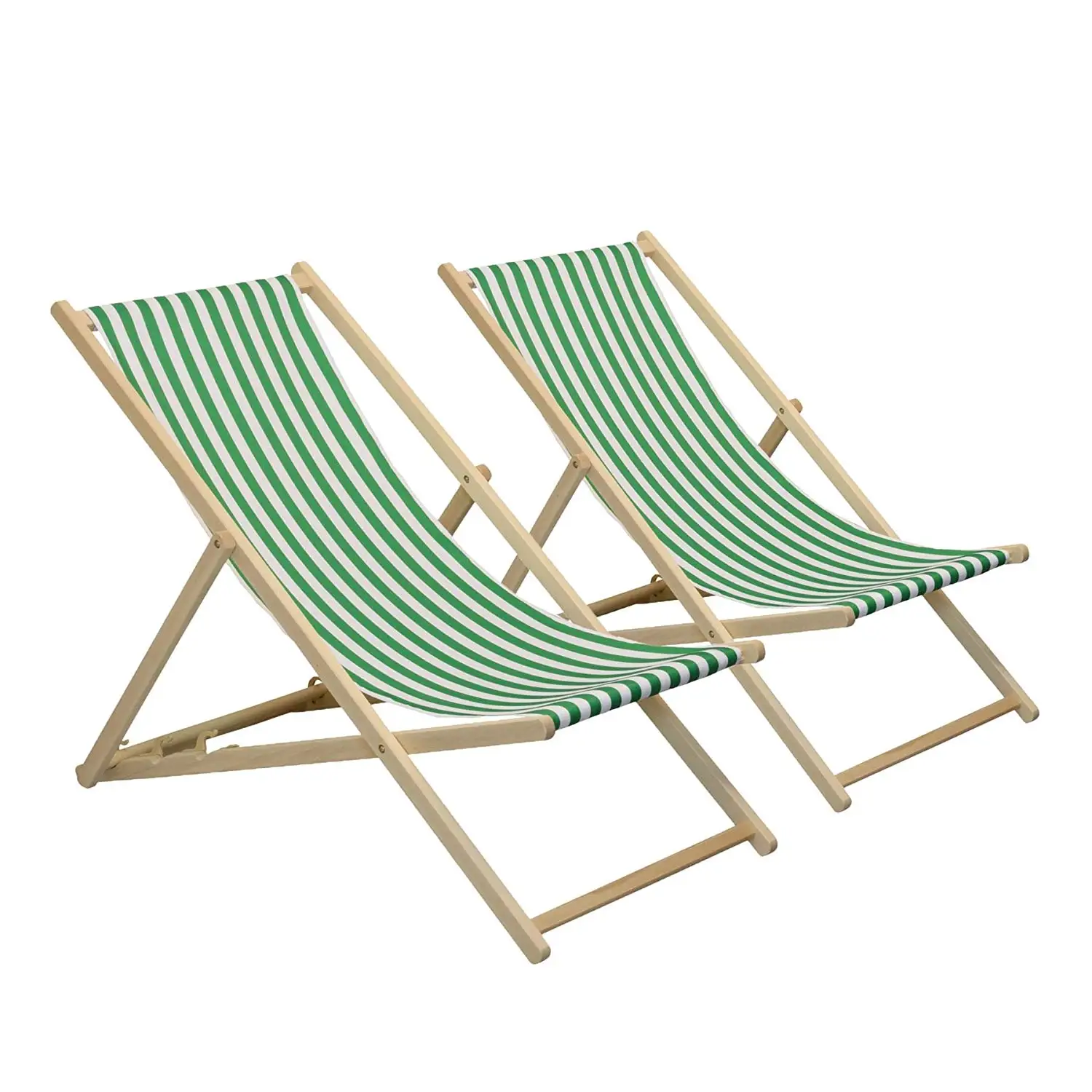 KKS Adjustable Garden/beach-Style Deck Chairs - Green/white Stripe ...