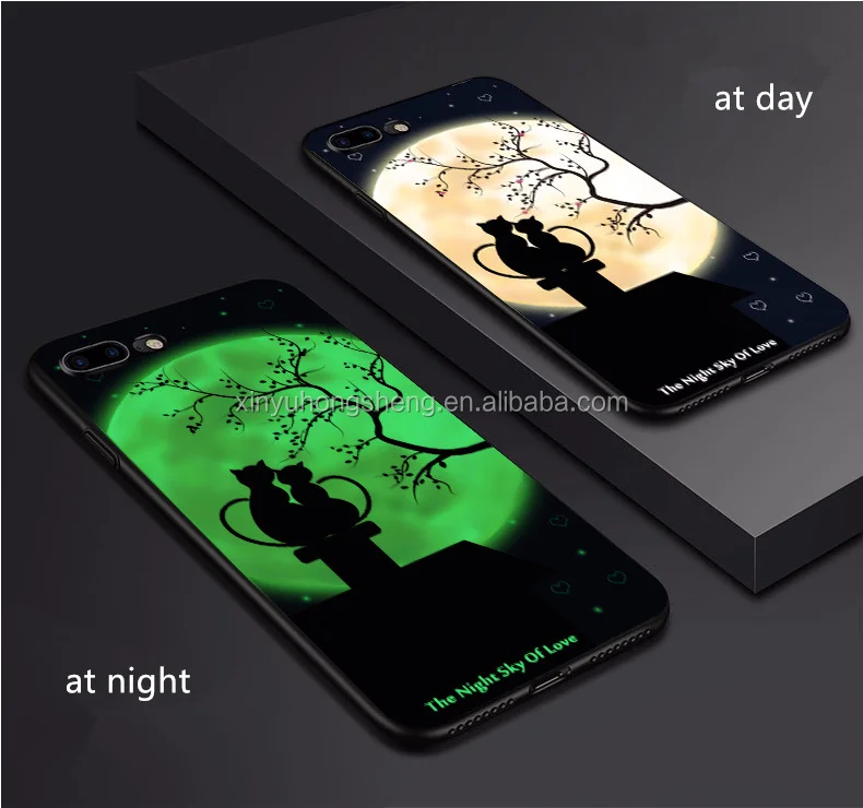 Hot Selling 3D embossed luminous cell phone case with glow in the dark mobile phone case for ...
