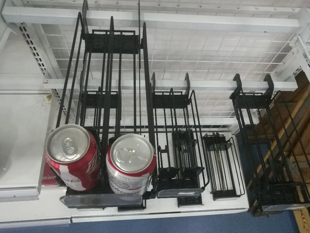 Width Adjustable Refill Spring Loaded Shelf Pusher System