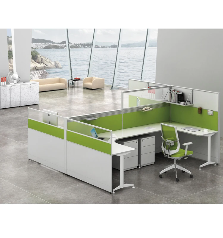 Shenzhen Custom 3-Seater Office Workstation - 120 Degree Partition