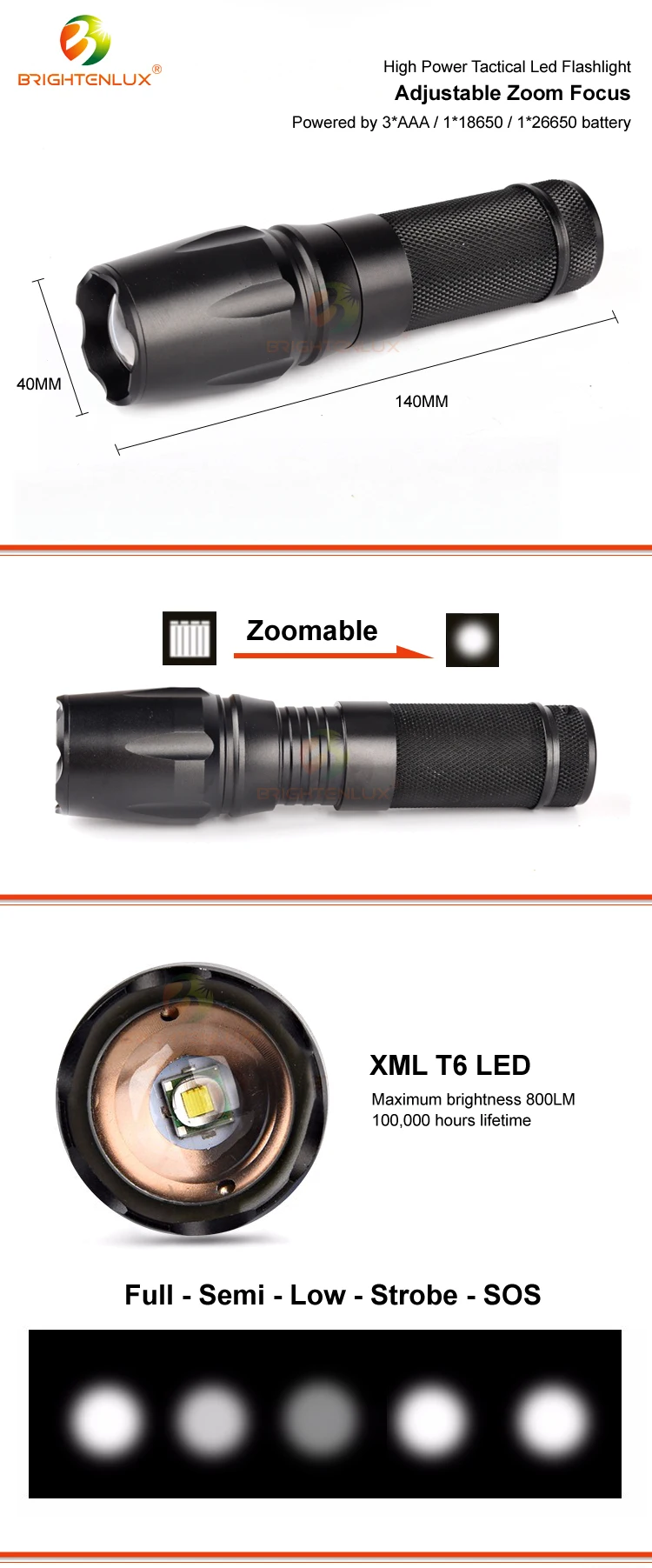 Hot Selling Adjustable Focus T6 1101 Type Light Flashlight Plus - Buy ...
