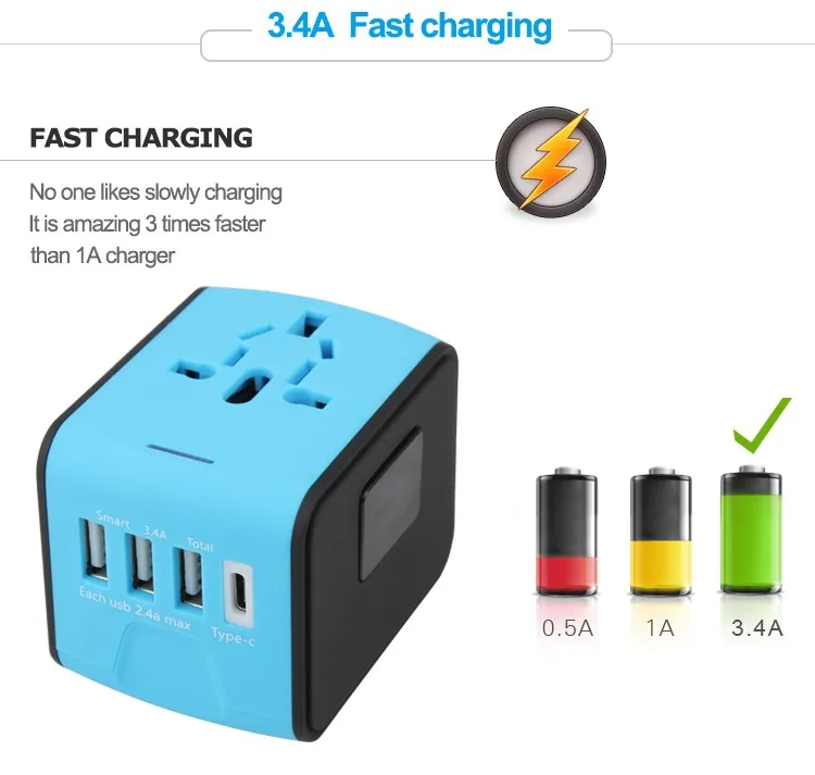 Android Phone Worldwide Universal Mobile Charger - Smart Travel Adapter