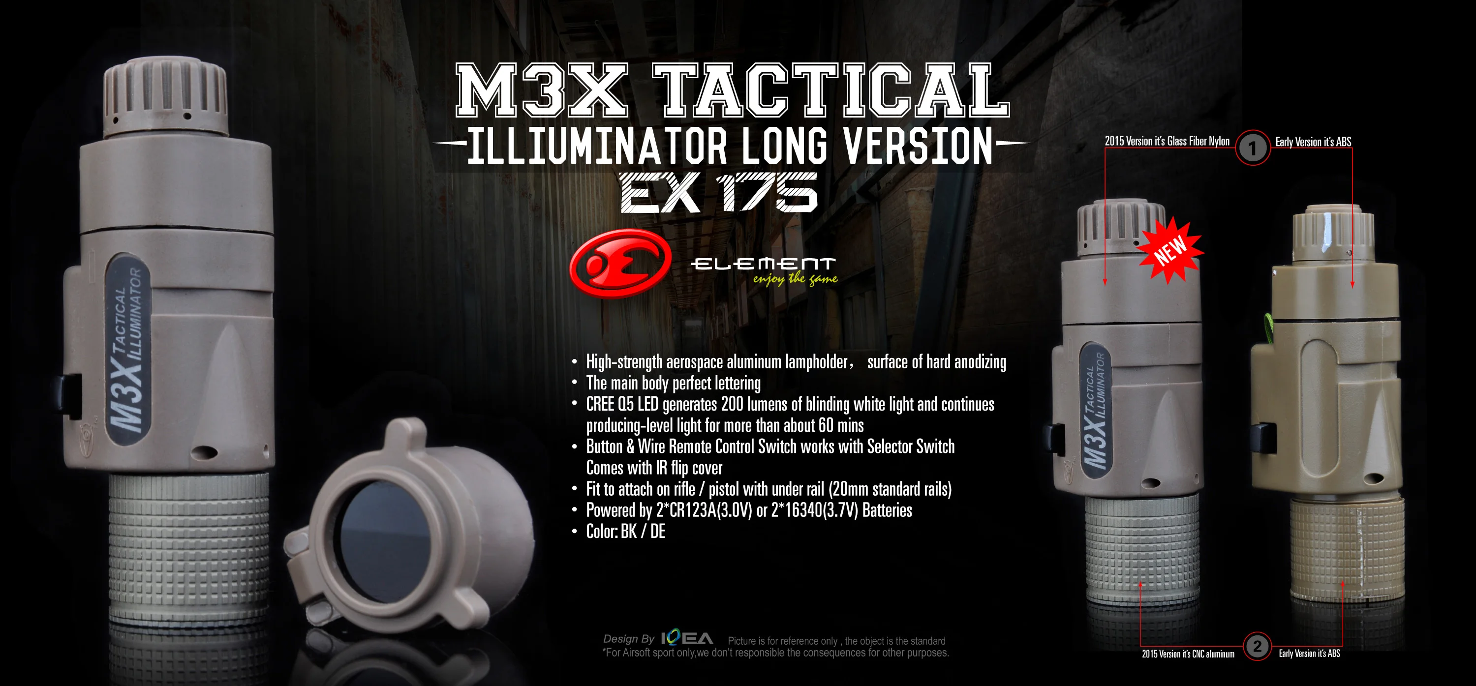 Element Softair L-3 M3x Tactical Ir Light Filter Illuminator Long ...