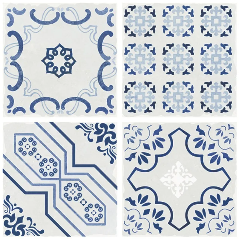 Blue Flower Pattern Kitchen Backsplash Wall Tiles Porcelain Floor Tile ...