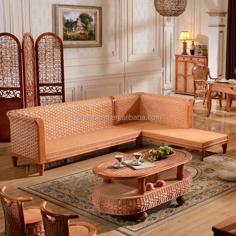 Shop High Quality Indoor Wooden Cane Back Lounge Sofa