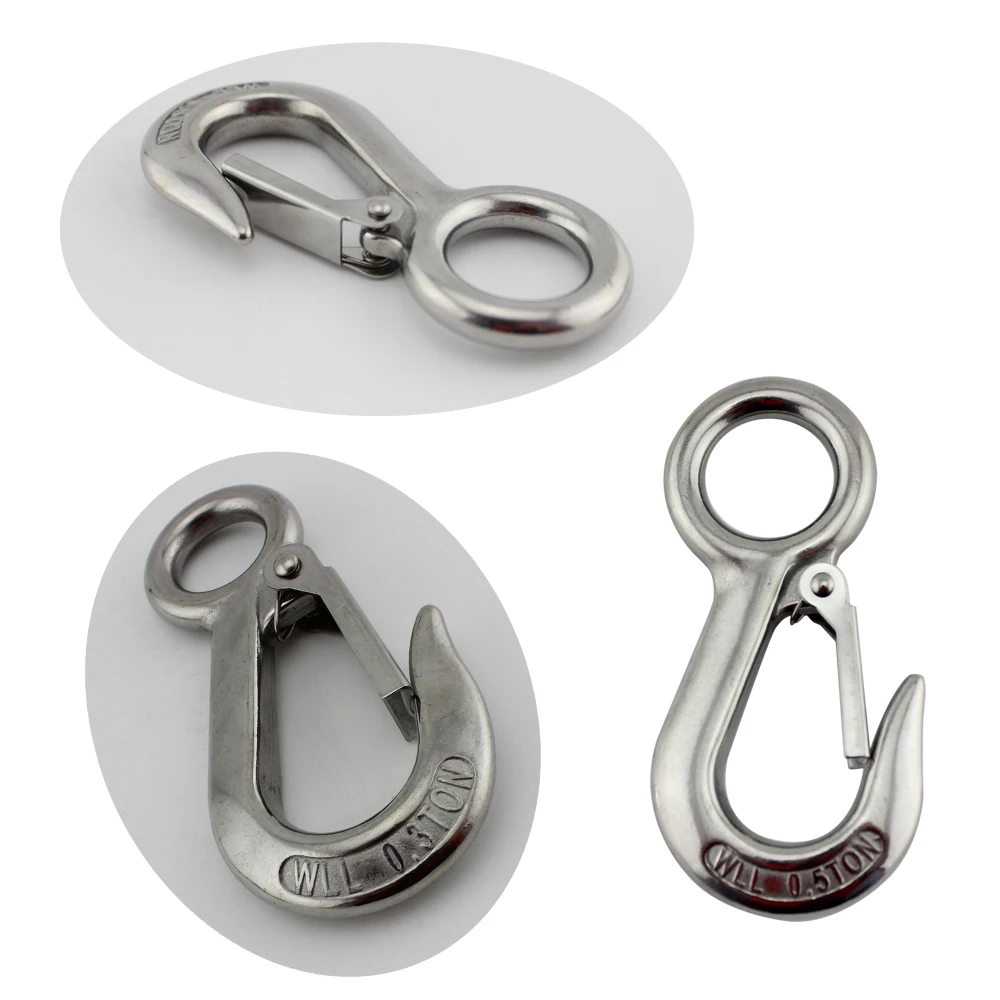 Heavy Duty Marine Grade Ss 304 Large Eye Spring Latched Crane Hook 0.5 ...