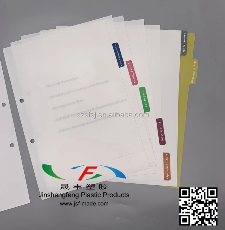 Plastic A4 Divider Set 8 Pcs Pp Dividers With Punched Holes For Planner ...