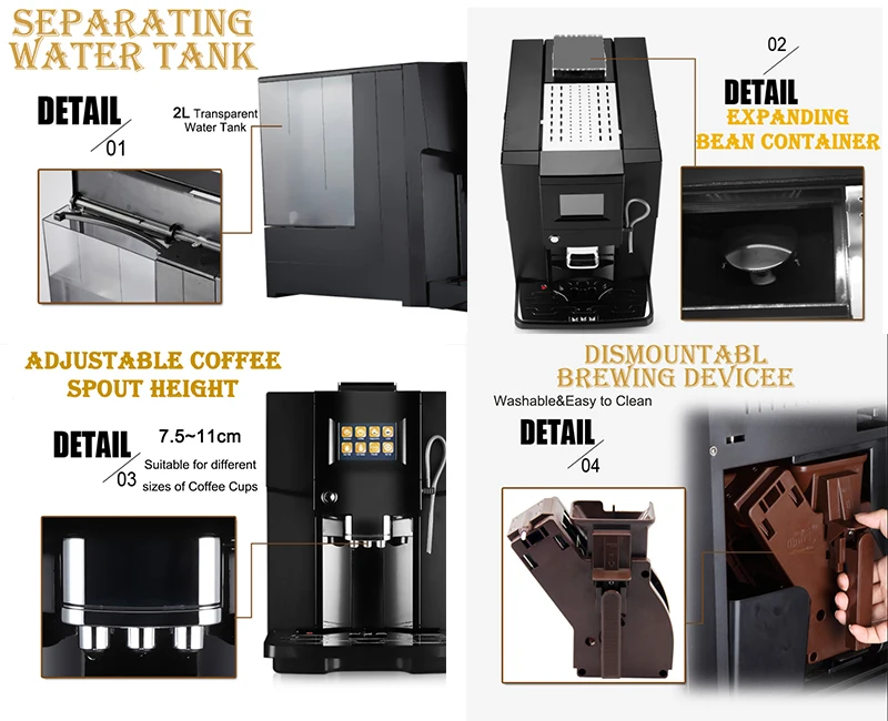 COLET CLT-Q006 Commercial Espresso Machine - One Touch for Coffee ...