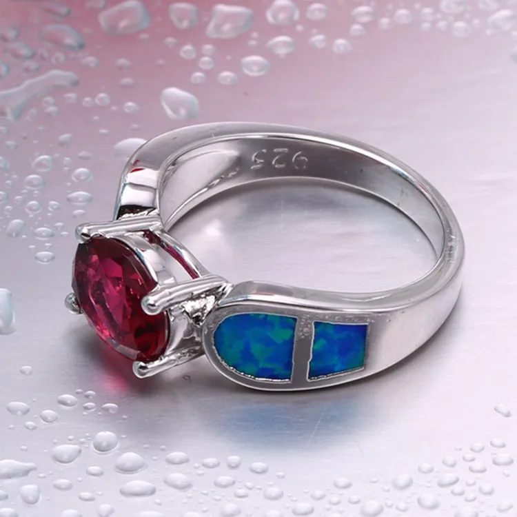 Beautiful Jewelry Blue Opal And Ruby Stone Ring - Buy Ruby Stone Ring ...