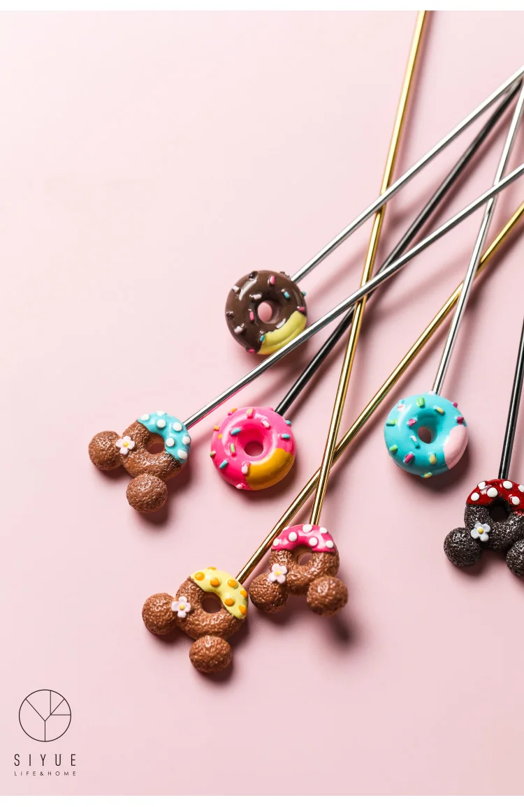 Cute Cartoon Coffee Stirrers Glass Drink Swizzle Cocktail Stainless ...